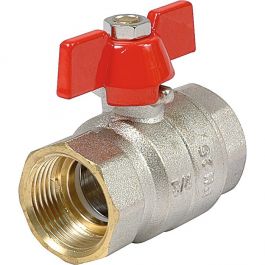 Vanne à boisseau sphérique nickelé - FF 1" - Manette papillon rouge ...